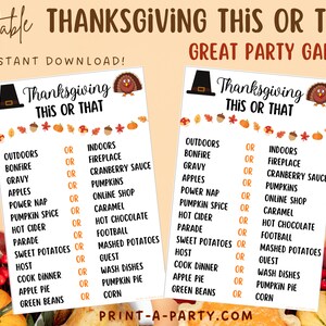 Thanksgiving This or That Game Printable | Thanksgiving Games ...