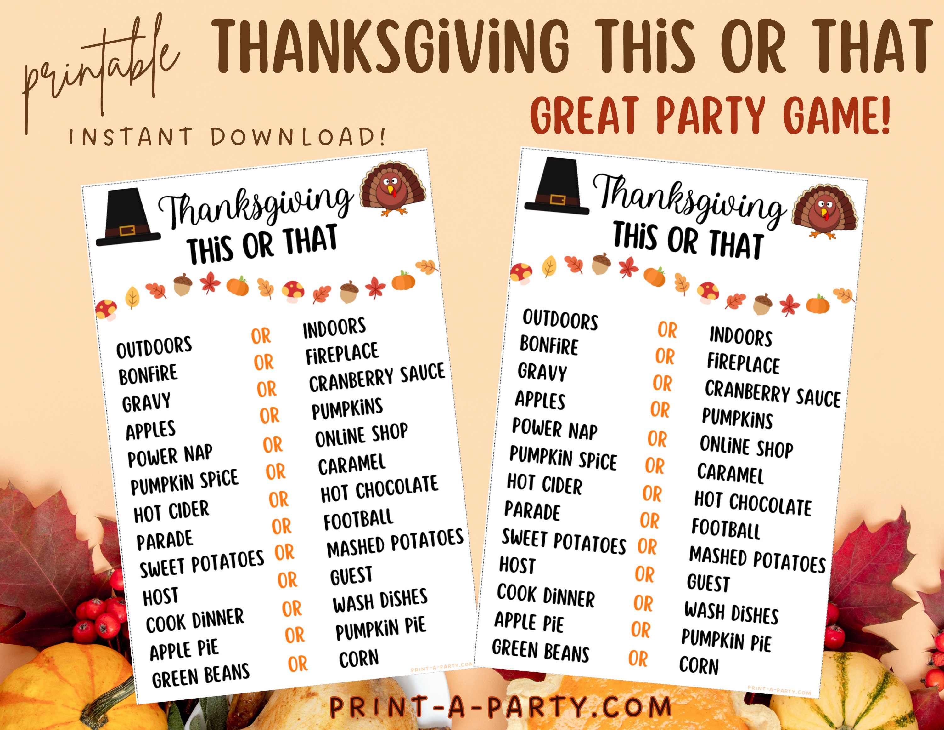 Thanksgiving This or That Game Printable | Thanksgiving Games ...