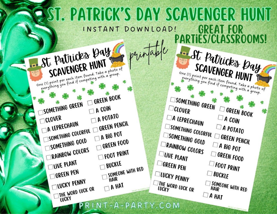 St. Patrick's Day Scavenger Hunt Printable | St. Patrick's Day Party ...