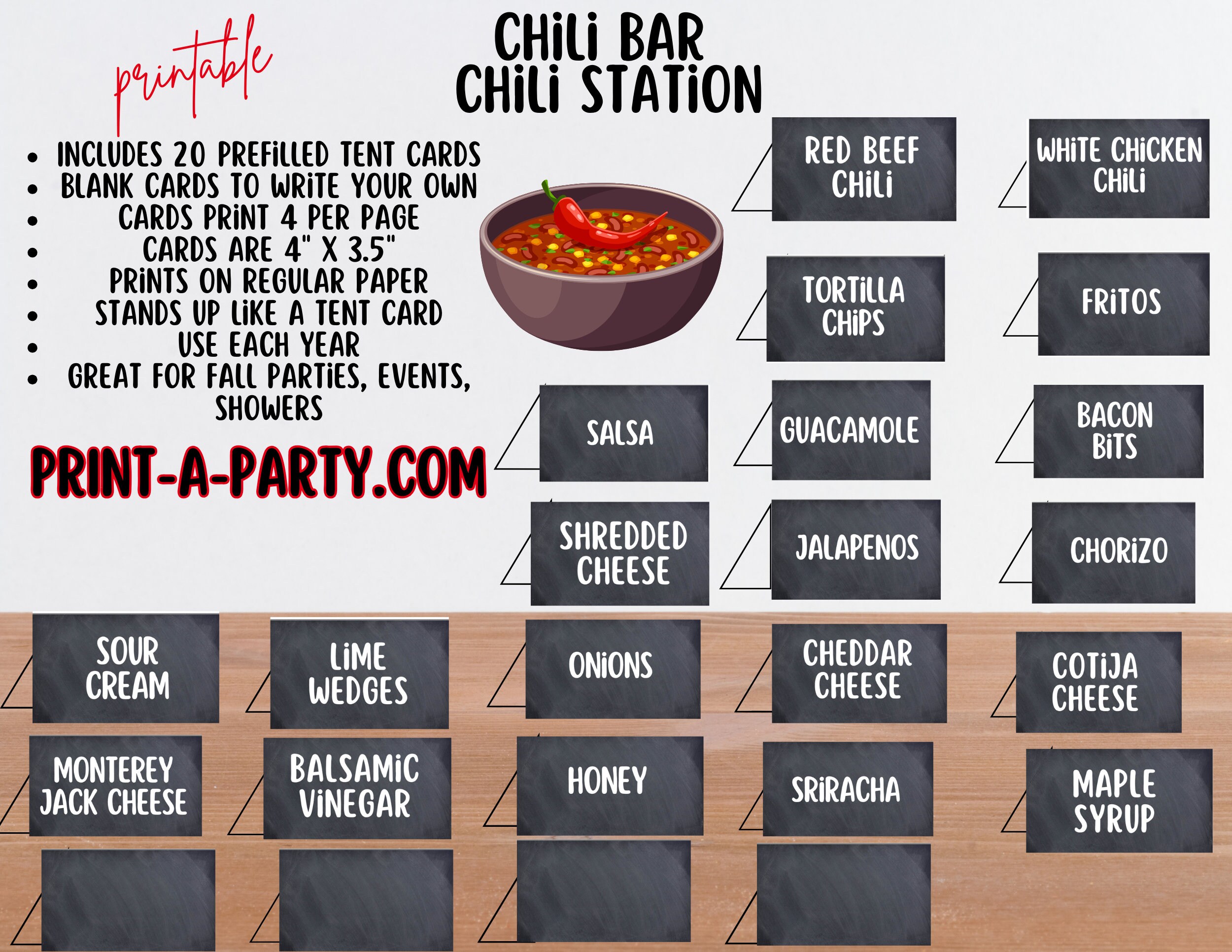 CHILI Bar | Chili Station - Chalkboard | Fall Winter Party Idea | Party ...