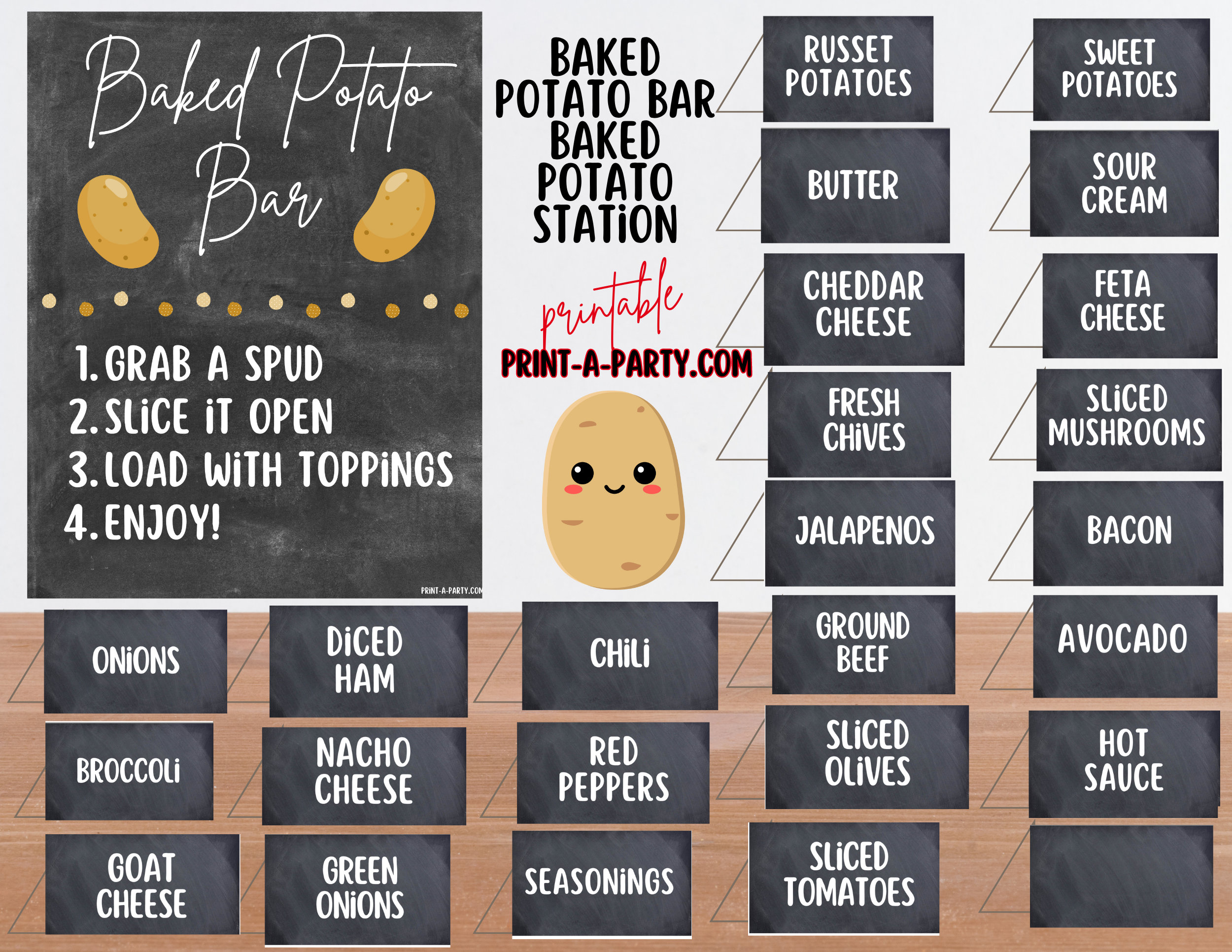 BAKED POTATO Bar | Baked Potato Station - Chalkboard | Make Your Own ...