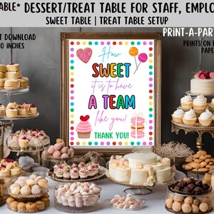 Sweet Team Teacher Staff Appreciation Sign | Printable 8x10 Dessert ...