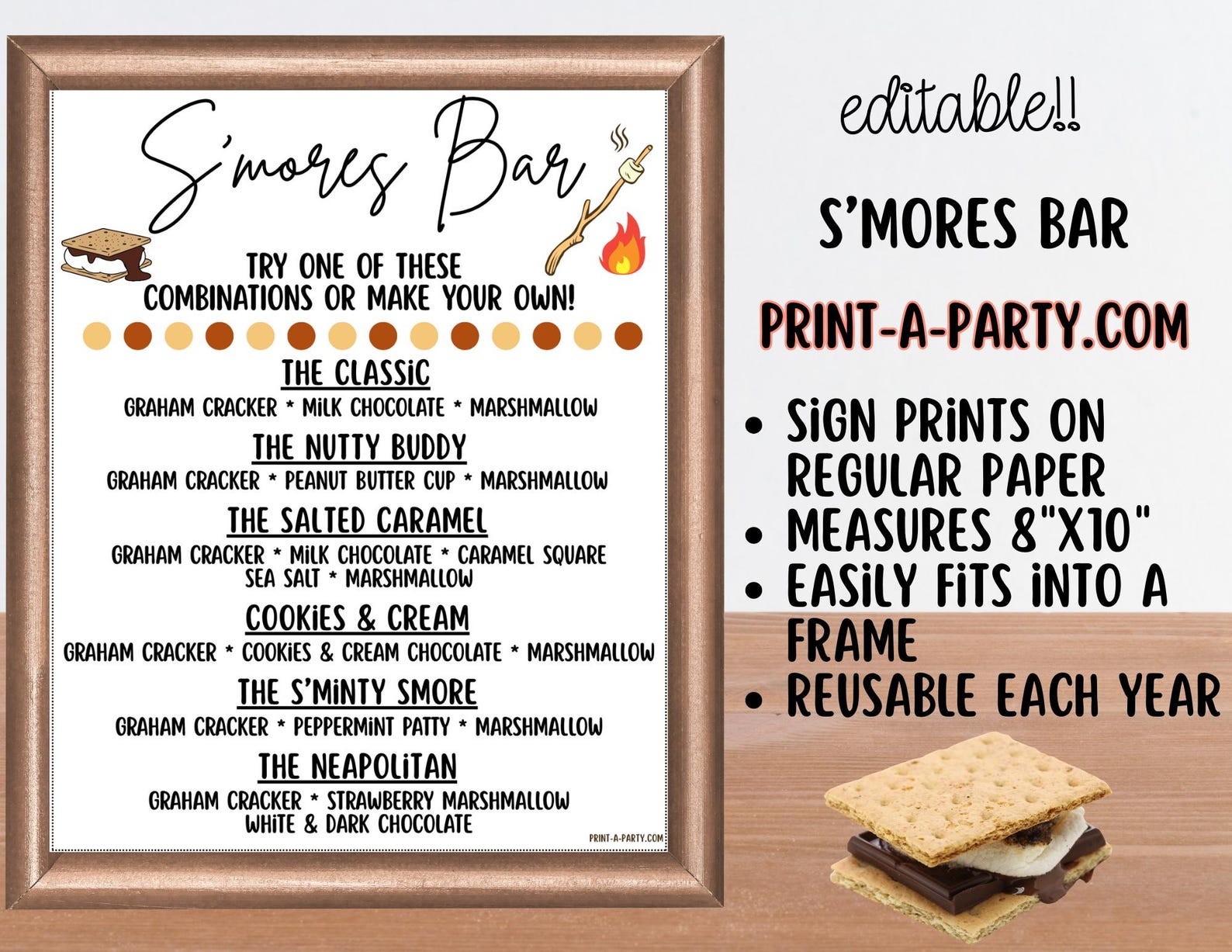 Editable S'mores Bar Sign & Toppings Labels: Printable Party Decor ...