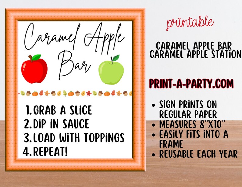CARAMEL APPLE Bar | Caramel Apple Station - White | Printable Sign ...