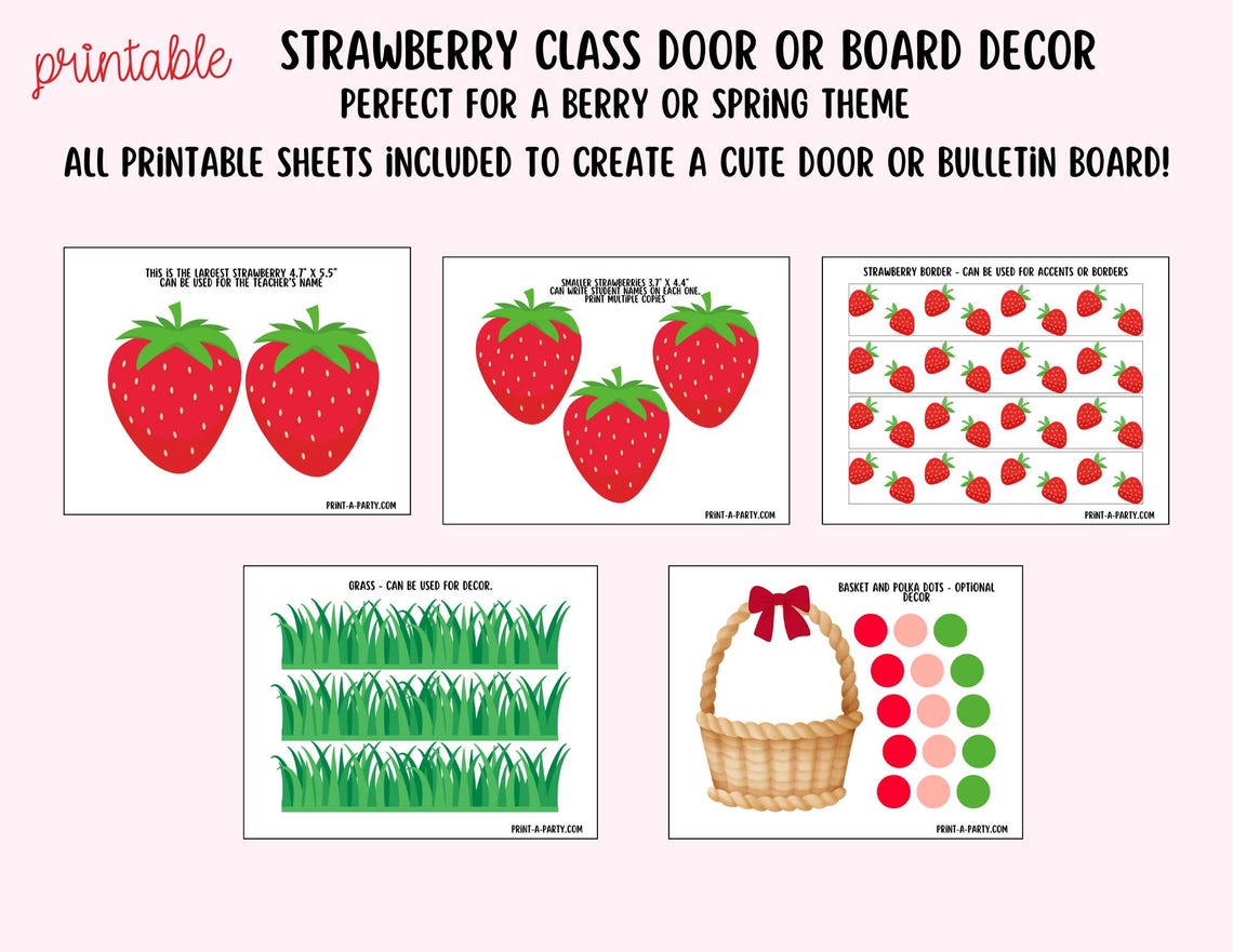 Strawberry Classroom Decor Kit: "our Class is Berry Sweet" Printable ...