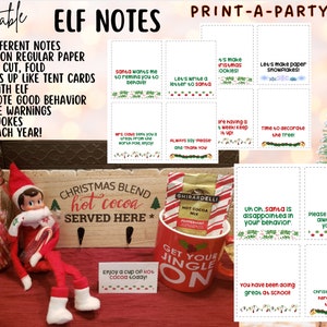 ELF NOTE CARDS | 32 Elf Notes | Christmas | Elf Note Tent Cards ...