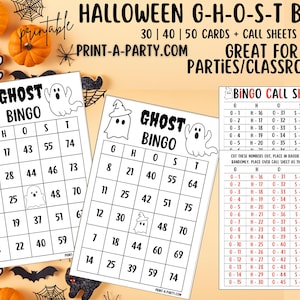 BINGO: Halloween Ghost Bingo Game Printable – Fun G-H-O-S-T Version for ...