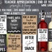Funny & Sarcastic Teacher Wine Labels | End of Year Teacher Gift Idea ...
