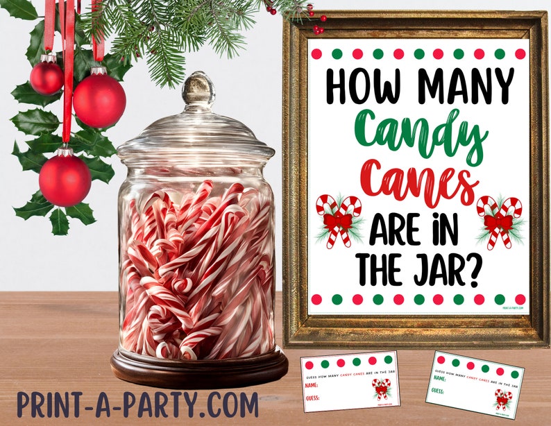 Candy Jar Guessing Game - Christmas CANDY CANES - Printable Holiday ...