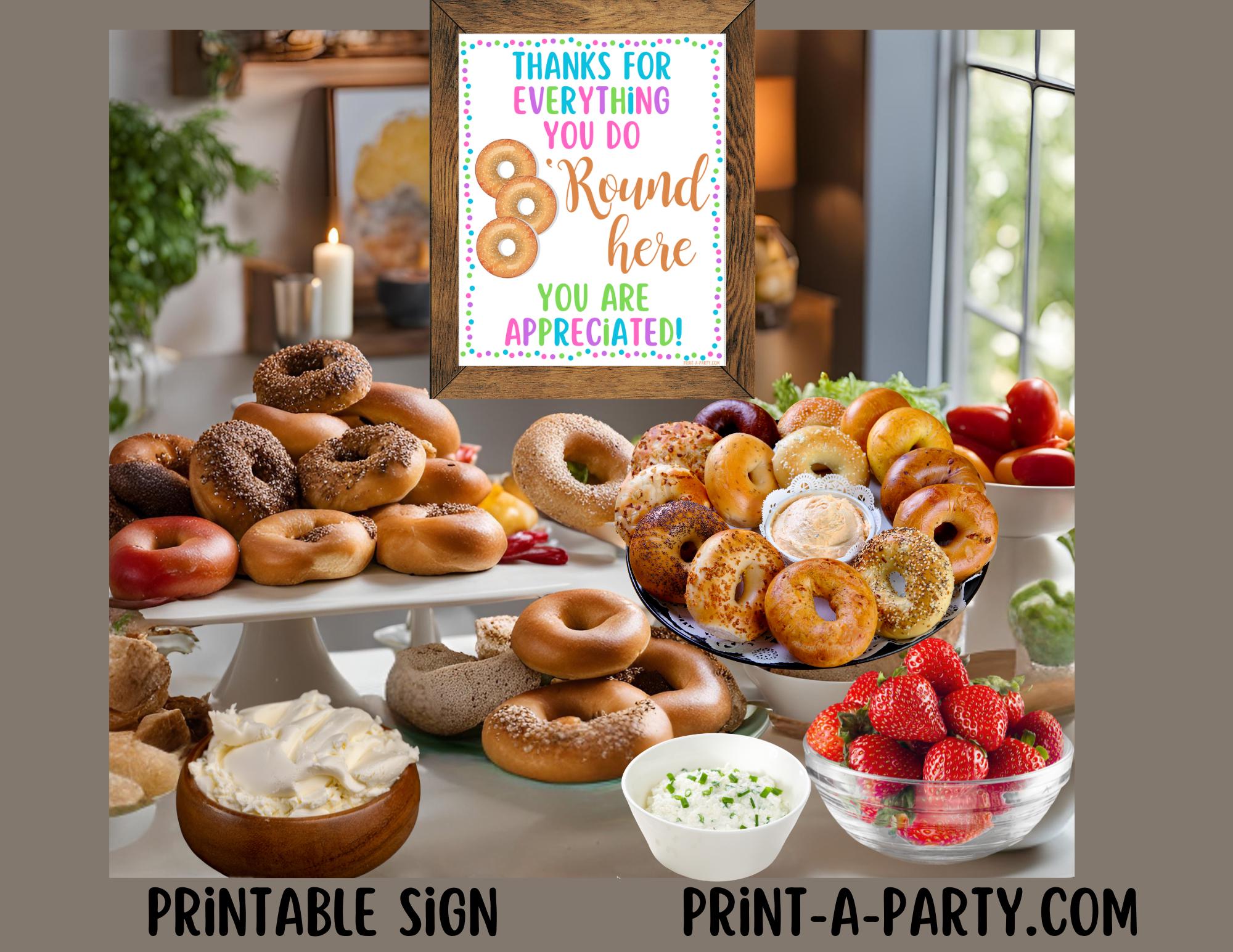 Appreciation Sign BAGEL Bar Station | Teacher Staff Appreciation Sign ...