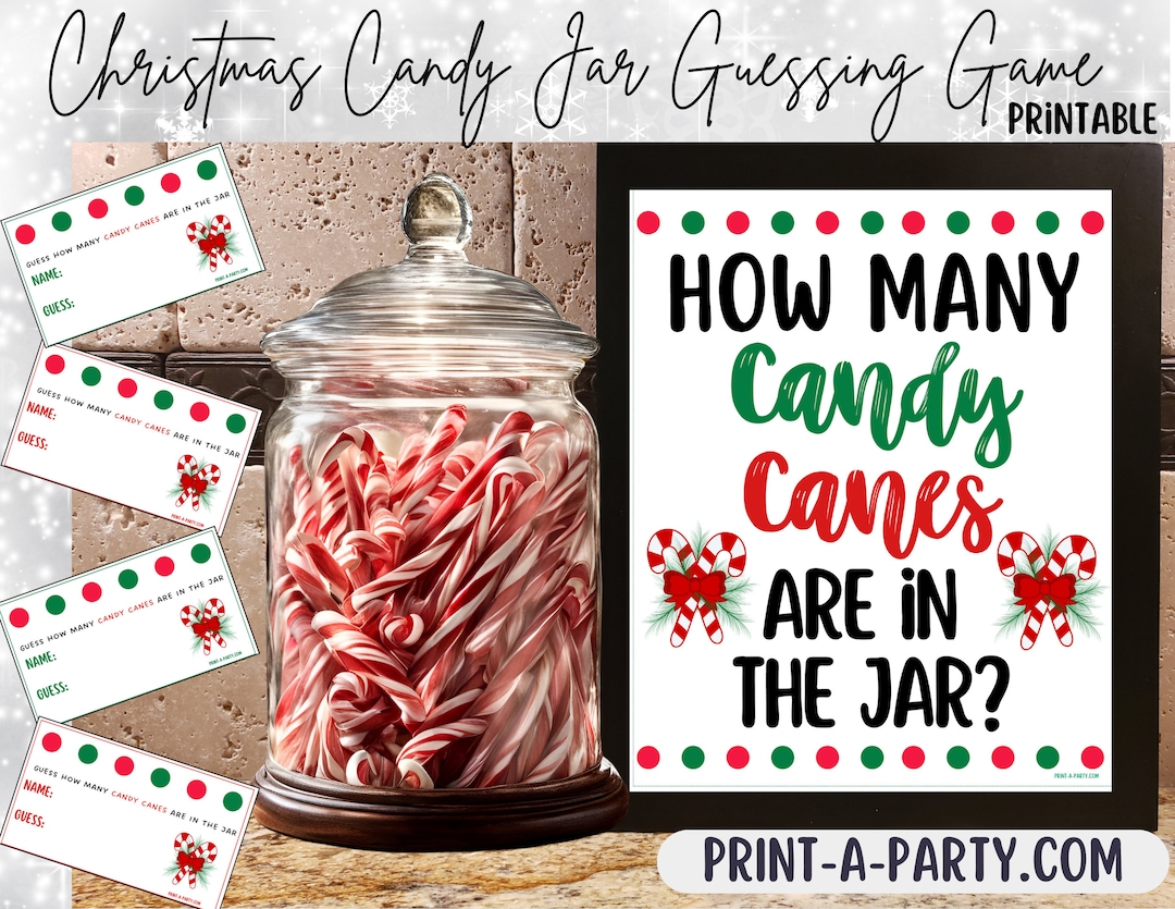 Candy Jar Guessing Game - Christmas CANDY CANES - Printable Holiday ...