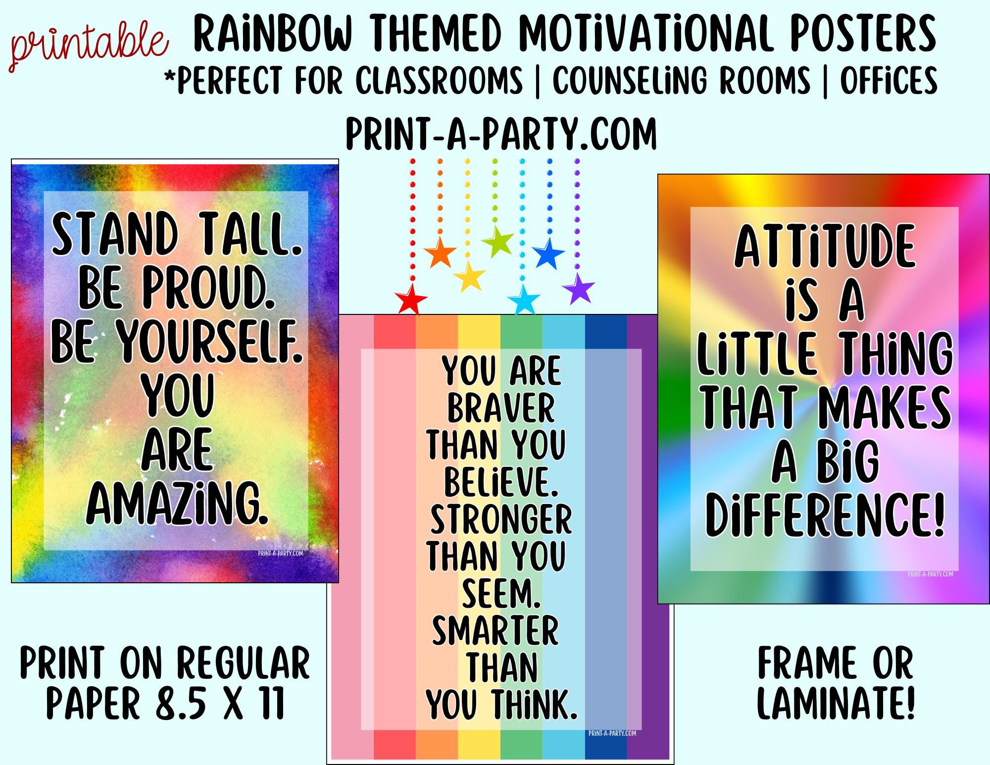 Rainbow Classroom Posters: Motivational Decor for Teachers (PDF ...