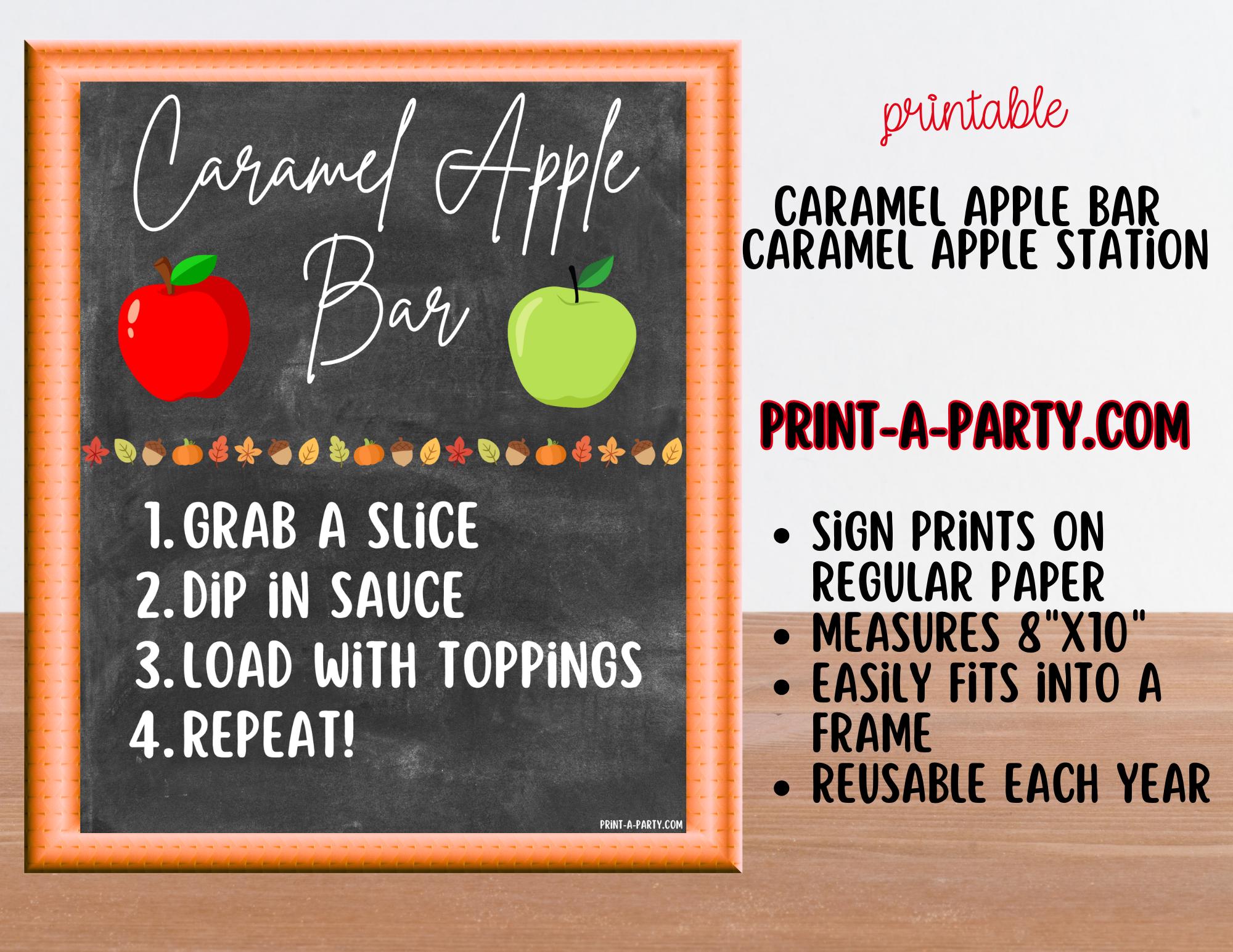 CARAMEL APPLE Bar | Caramel Apple Station - Chalkboard | Fall Party ...
