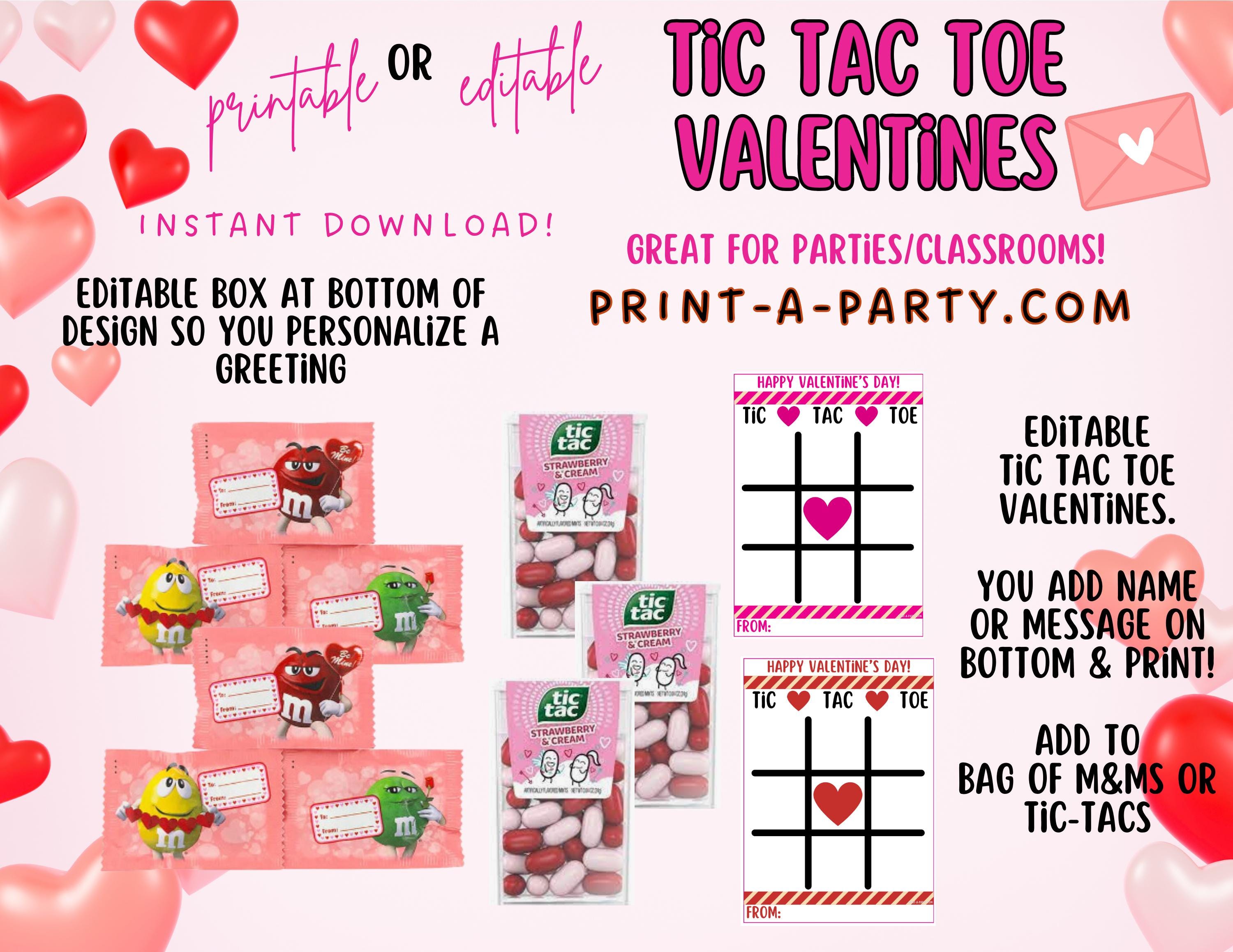 Editable Tic Tac Toe Game VALENTINE CARD - DIY Valentine's Day Card ...