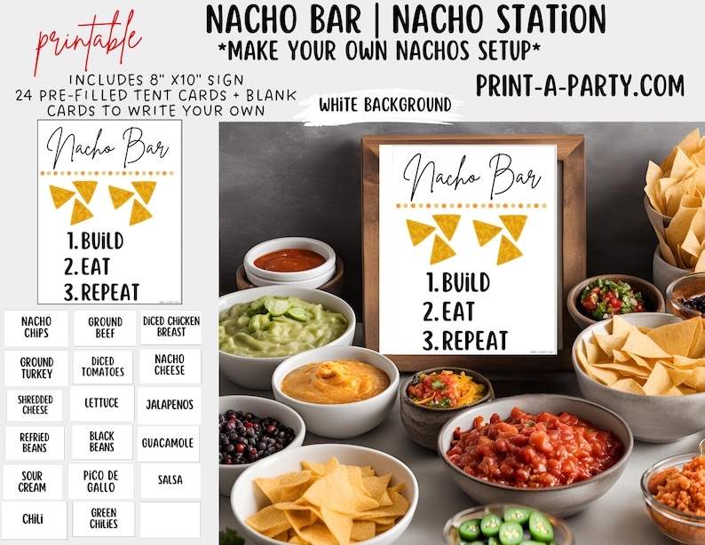 NACHO BAR | Nacho Station - White | Make Your Own Nachos Sign | Nacho ...