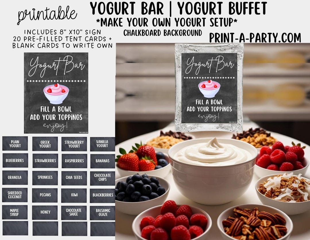 YOGURT BAR | Yogurt Station - Chalkboard | Yogurt Bar Sign | Food ...