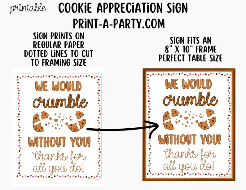 Cookie Appreciation Sign - Printable Decor for Teacher, Staff, Employee ...