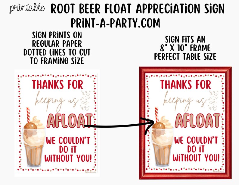 Root Beer Float Appreciation Sign - Printable Decor for Teacher, Staff ...