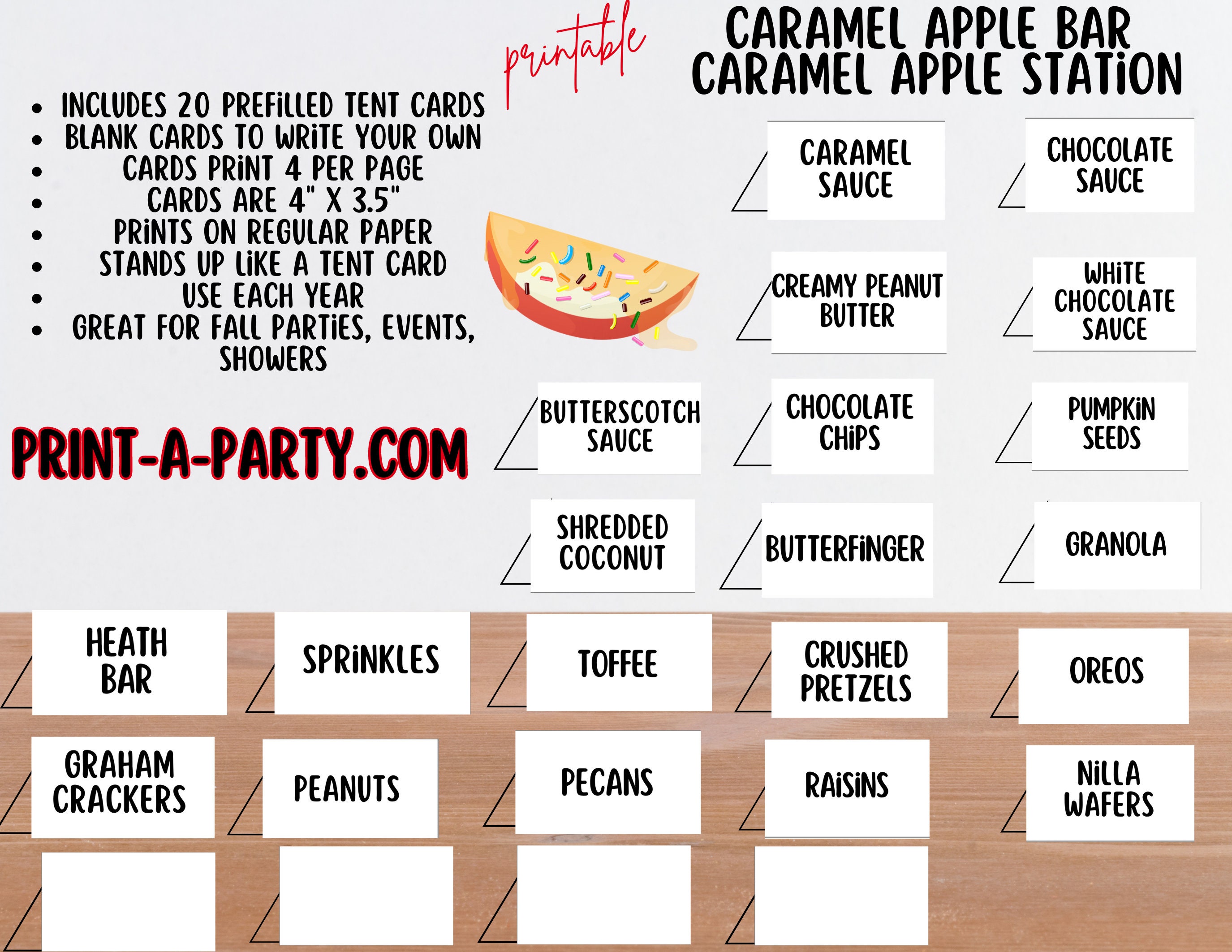 CARAMEL APPLE Bar | Caramel Apple Station - White | Fall Party Idea ...