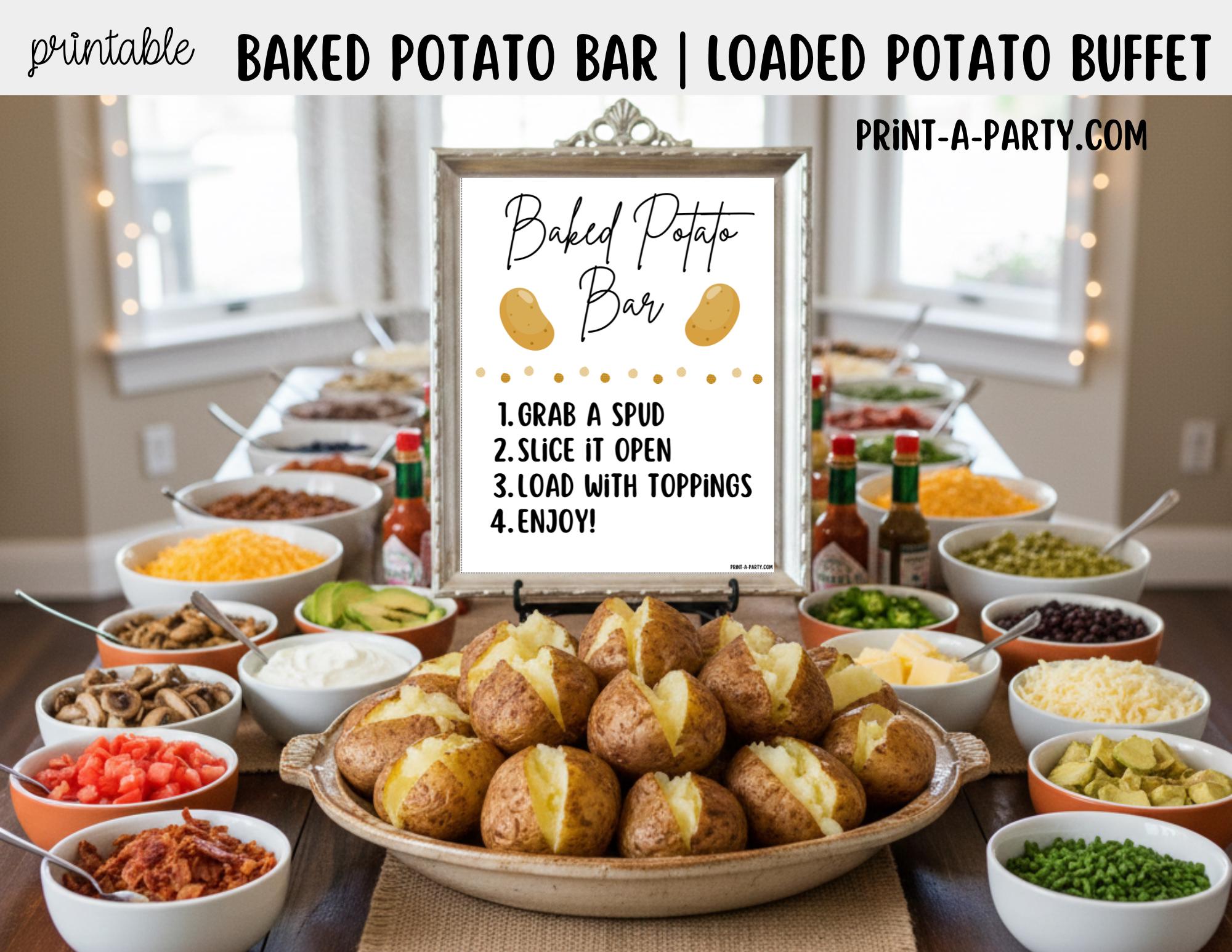 Baked Potato Bar Sign (8x10) + Toppings Tent Cards Printable Party ...