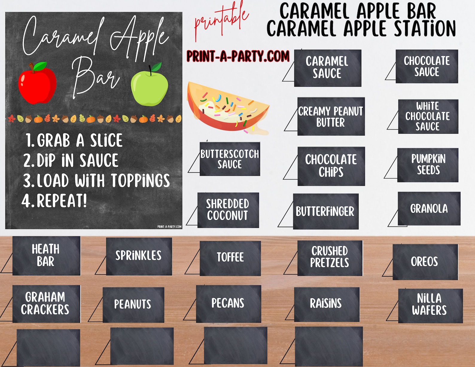 CARAMEL APPLE Bar | Caramel Apple Station - Chalkboard | Fall Party ...