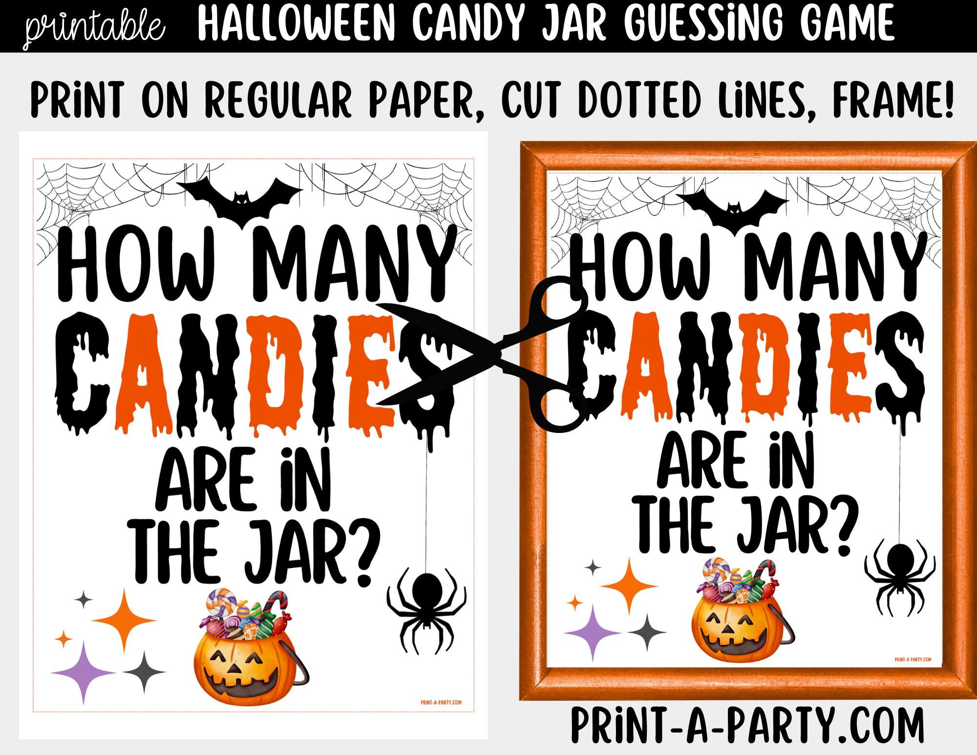 Halloween Candy Jar Guessing Game - Sign (8x10) and Guessing Cards ...