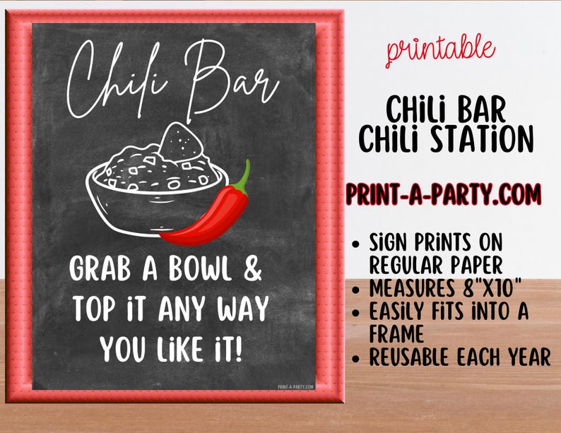 CHILI Bar | Chili Station - Chalkboard | Fall Winter Party Idea | Party ...