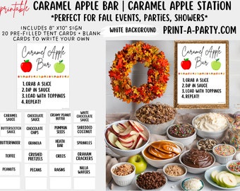 CARAMEL APPLE Bar | Caramel Apple Station - Chalkboard | Fall Party ...