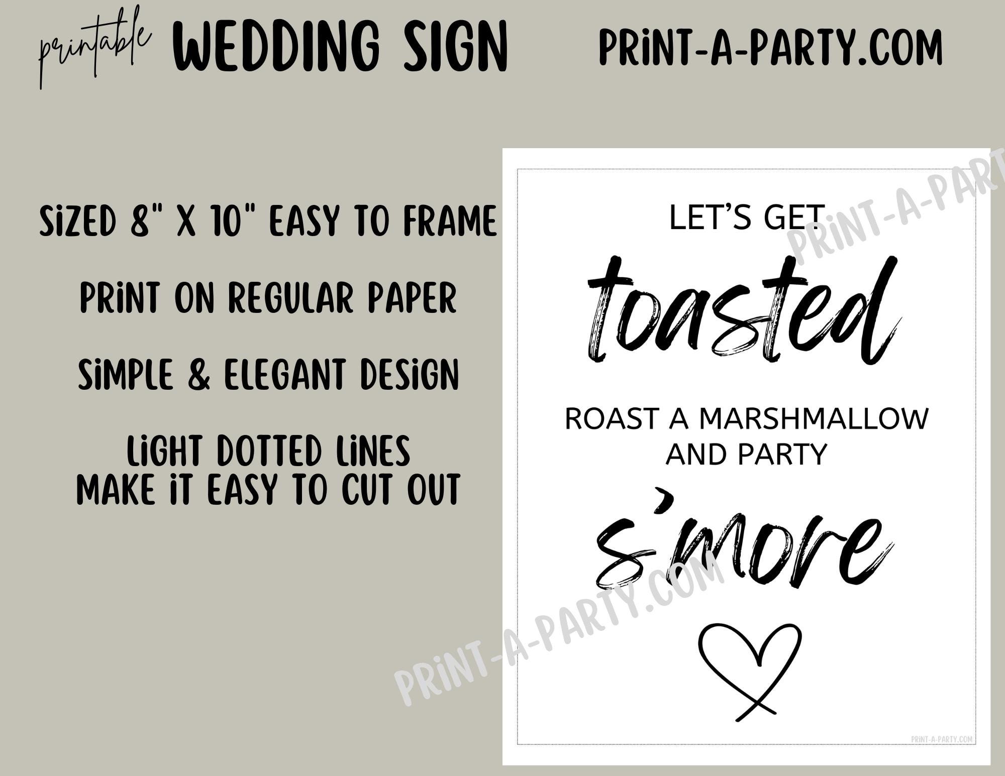 Wedding Sign - LET'S GET TOASTED - Roast A Marshmallow and Party S'more ...