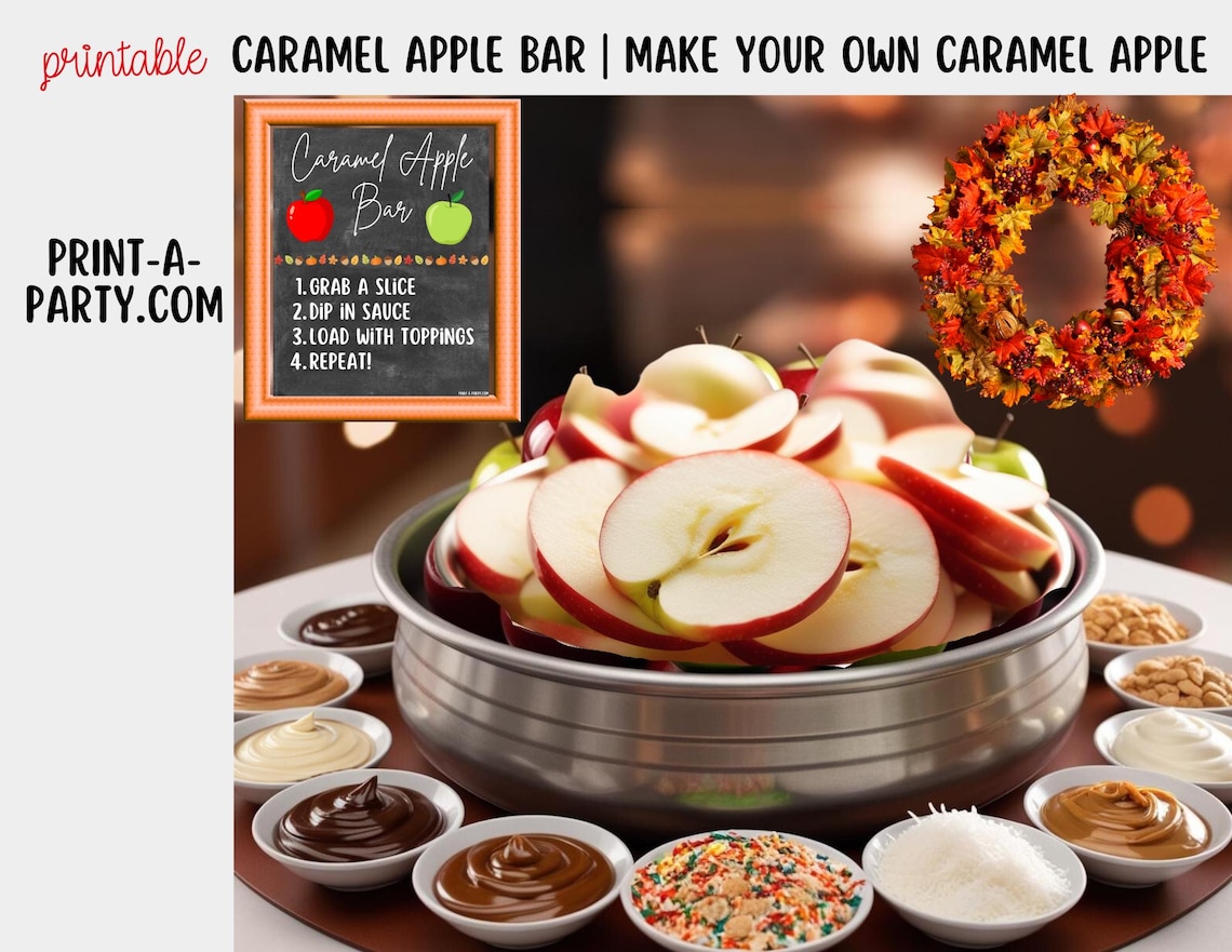 CARAMEL APPLE Bar | Caramel Apple Station - Chalkboard | Fall Party ...