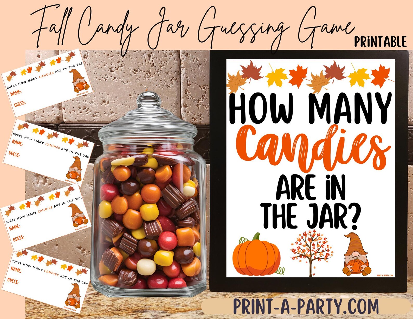 Printable FALL CANDY JAR Guessing Game - Sign and Guessing Cards ...
