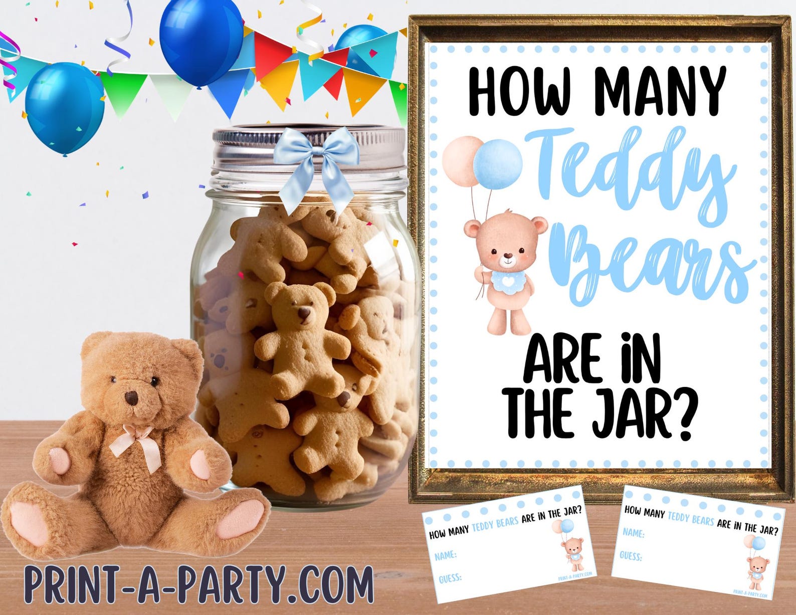 Teddy Bear Candy Jar Guessing Game - Printable Game for Baby Showers ...