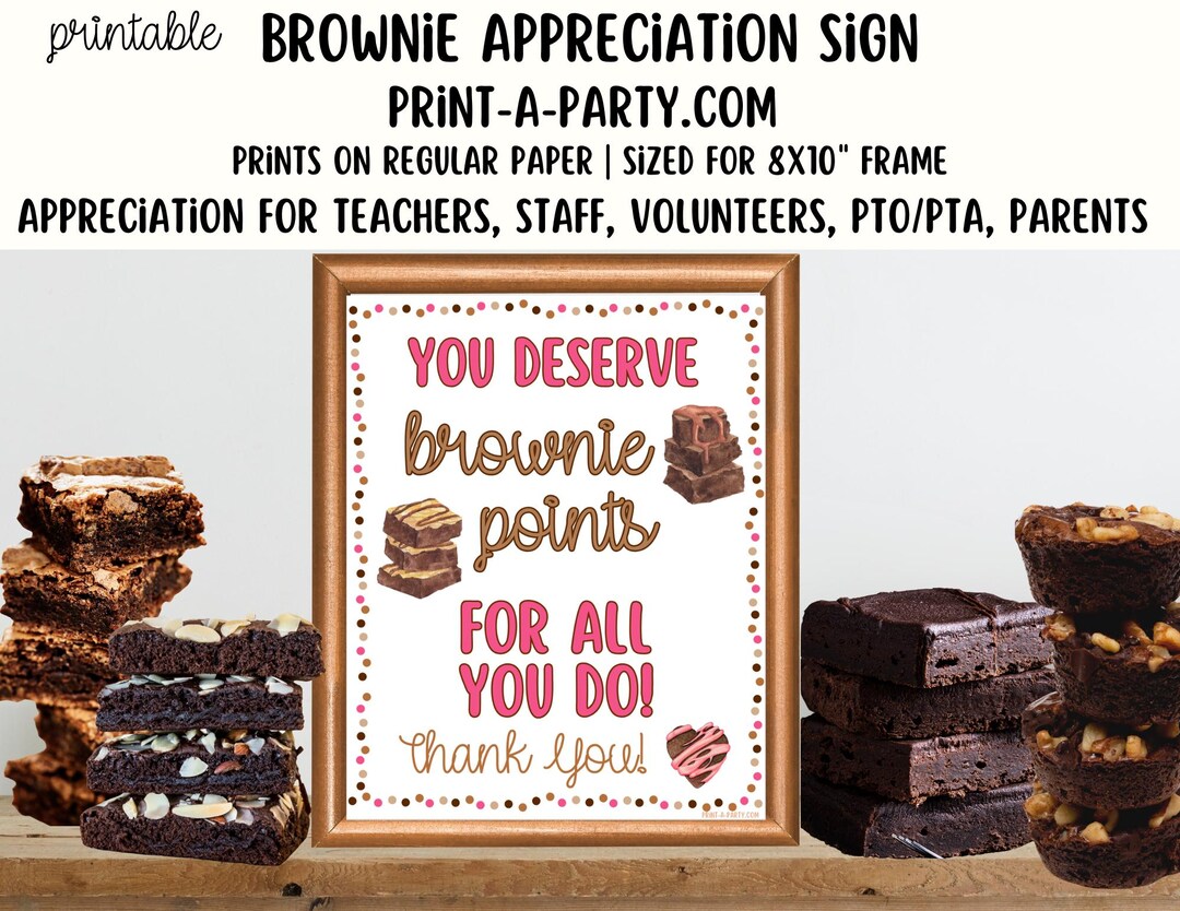 Brownie Appreciation Sign - Printable Decor for Teacher, Staff ...