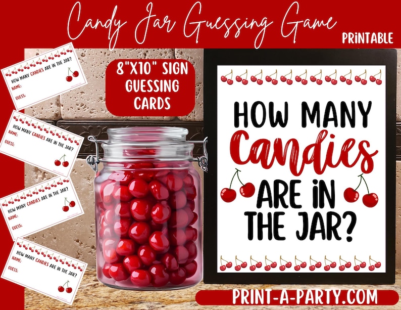 Cherry Candy Jar Guessing Game: Printable Party Game (PDF Download ...
