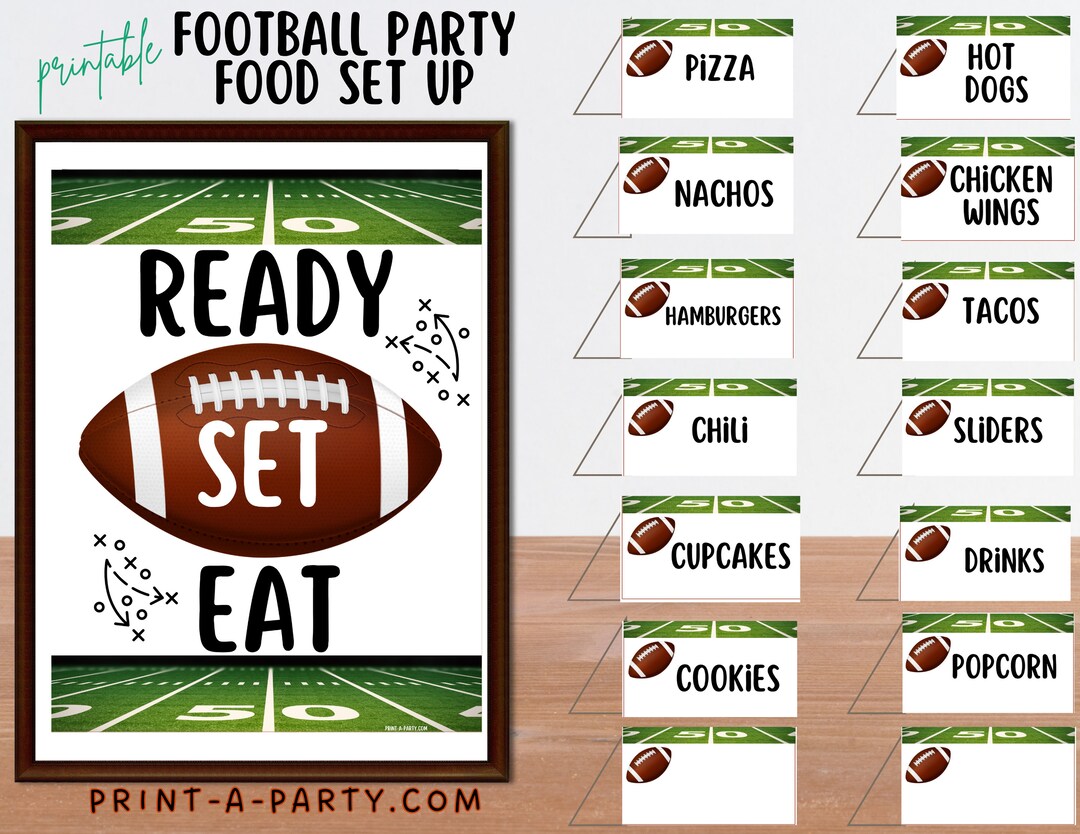 Football Party Food Setup Football Party Sign Football Party Labels ...