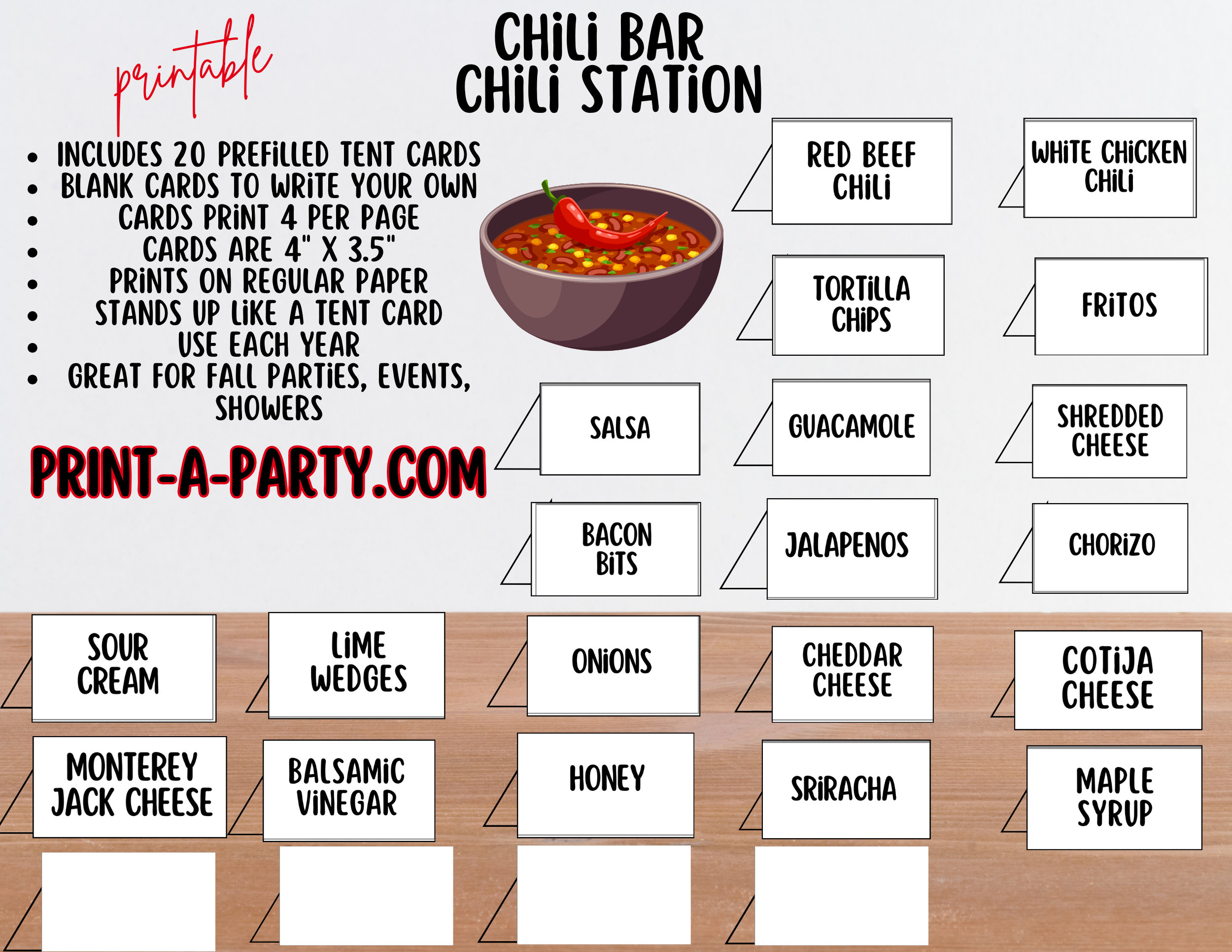 CHILI Bar | Chili Station - White | Fall Winter Party Idea | Party Food ...