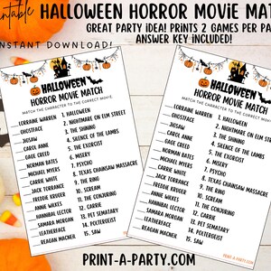 Horror Movie Matching Game - Halloween Fun | Halloween Game | Halloween ...