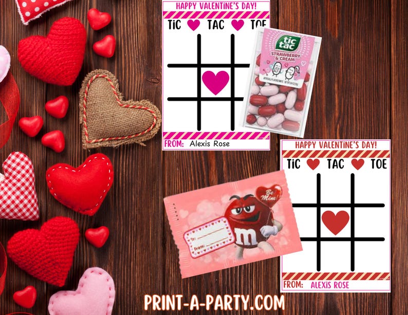 Editable Tic Tac Toe Game VALENTINE CARD - DIY Valentine's Day Card ...