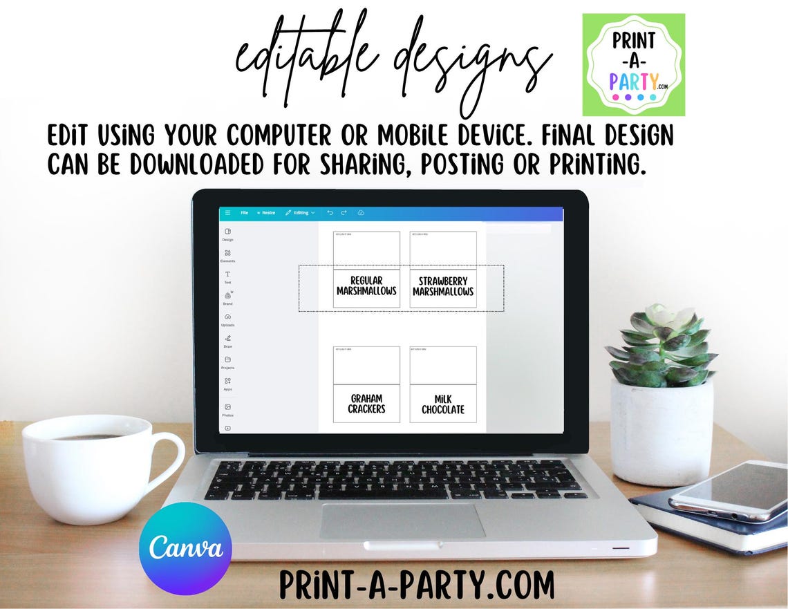 Editable S'mores Bar Sign & Toppings Labels: Printable Party Decor ...