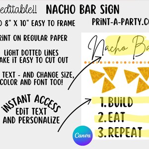 NACHO BAR - EDITABLE | Nacho Station - White | Make Your Own Nacho Sign ...