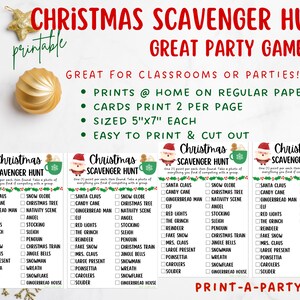 Christmas Scavenger Hunt Printable Holiday Party Game - Etsy