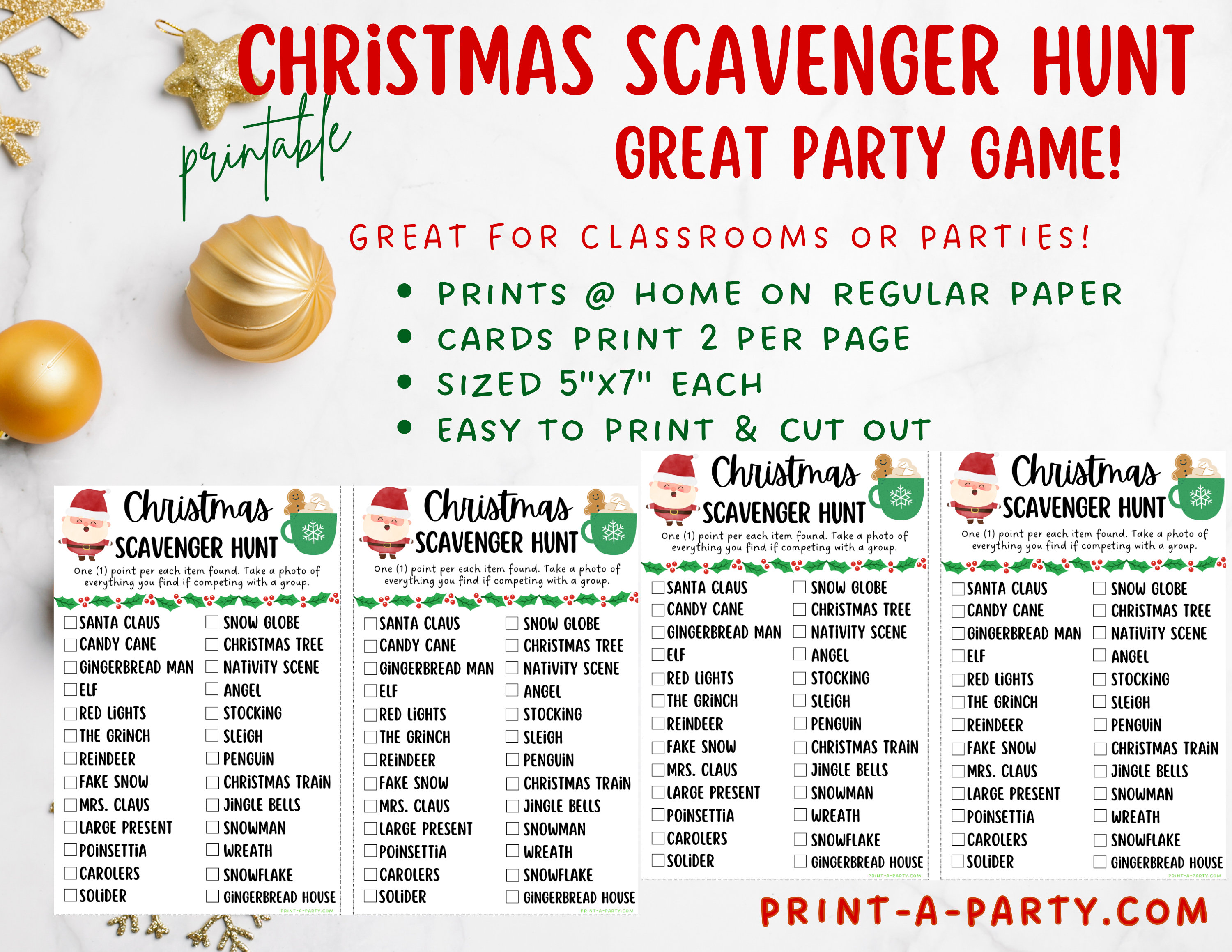 Christmas Scavenger Hunt Printable Holiday Party Game - Etsy