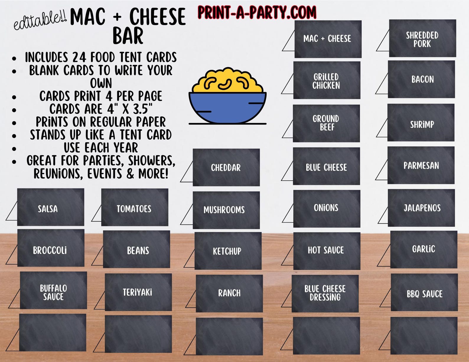 Editable Mac and Cheese Bar Sign: Chalkboard Party Decor (canva) for ...