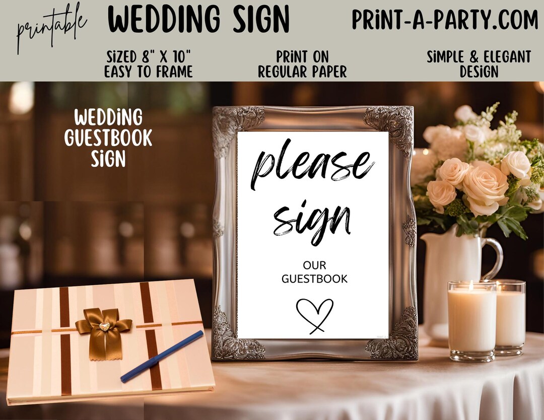 Wedding Sign - GUEST BOOK SIGN | Printable Wedding Sign | Wedding Guest ...