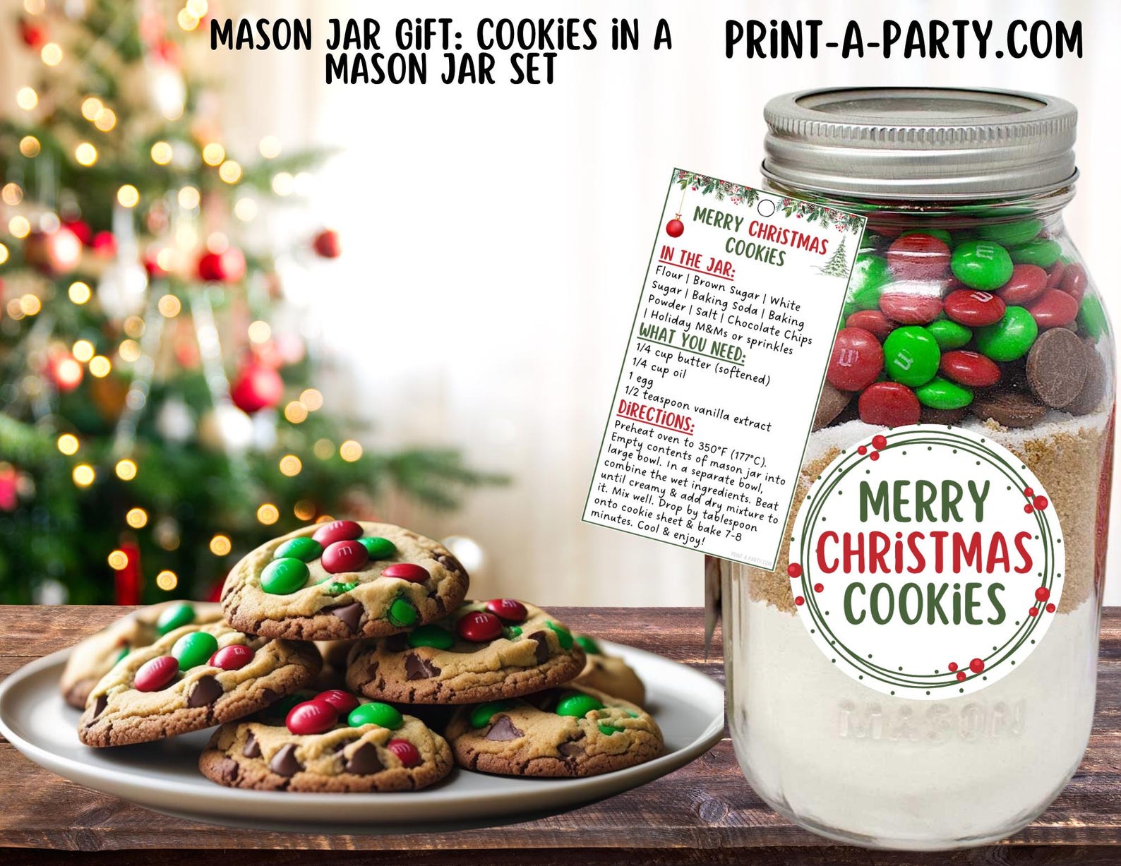MASON JAR COOKIE Gift | Merry Christmas Cookies in a Mason Jar ...