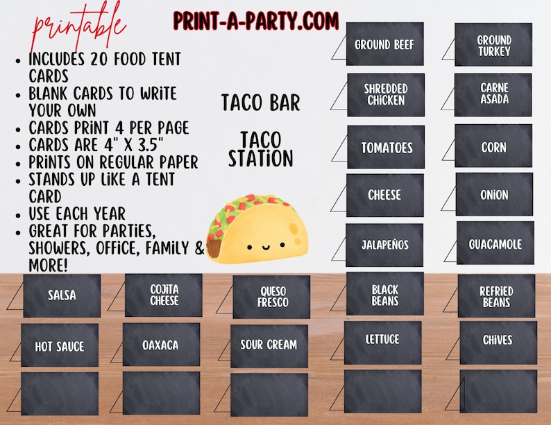 TACO BAR | Taco Station - Chalkboard | Make Your Own Tacos Sign | Taco ...