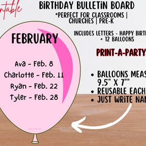 BACK TO SCHOOL: Birthday Bulletin Board Printable Display - Monthly ...
