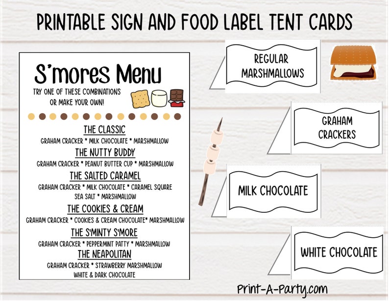 SMORES BAR | Smores Station - White | Make Your Own S'mores Sign | Food ...