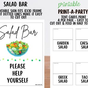 Salad Bar Printable Sign and Toppings Labels: White Party Buffet ...