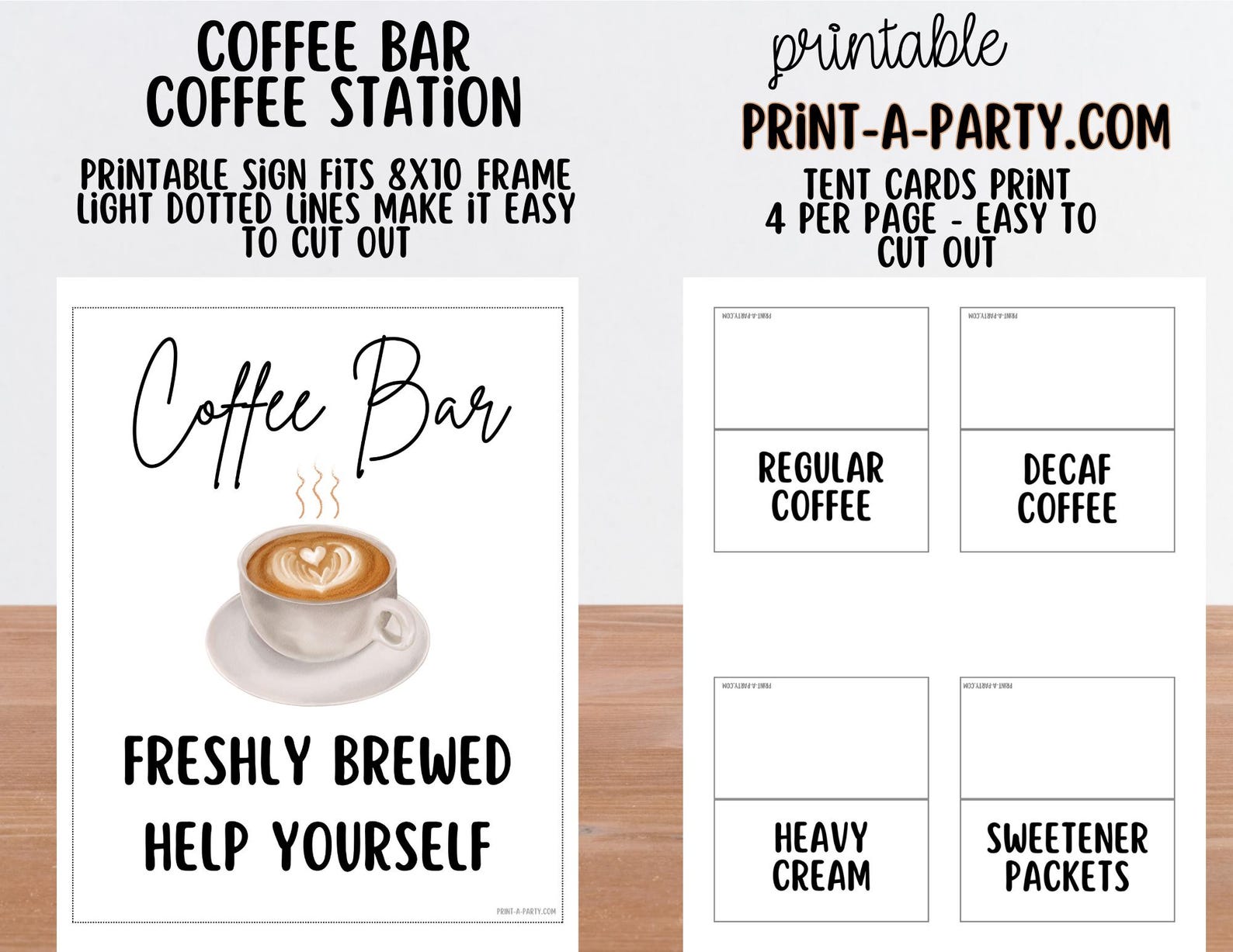Coffee Bar Sign (8x10) + Toppings Tent Cards Printable Party Decor ...